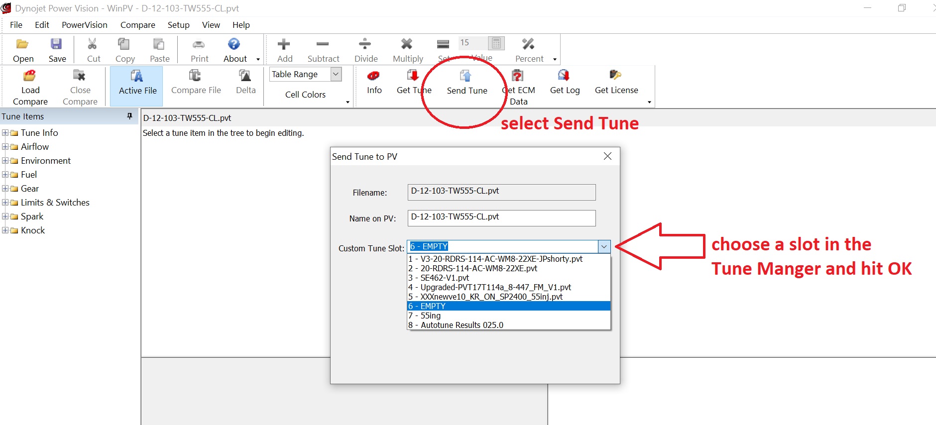 Send Fuel Map to Power Vision Device